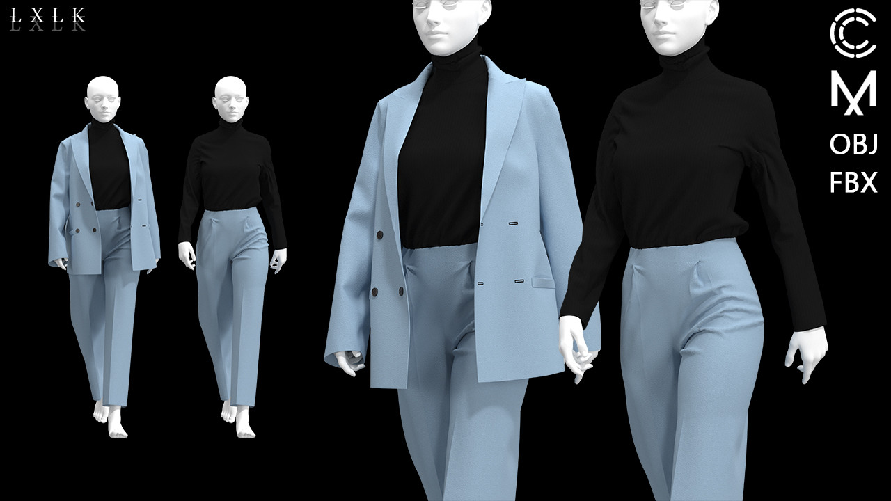 ArtStation - Women's Colorful Suit(One Color)_2ver | Game Assets