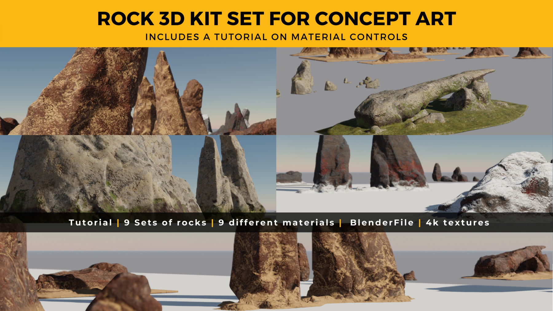 ArtStation - Rock 3D Kit Set - 9 Different Materials | Resources