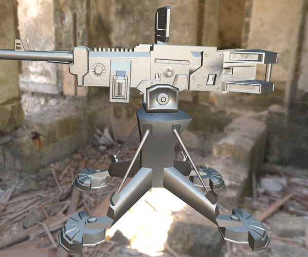 ArtStation - Fixed Machine Gun II | Game Assets