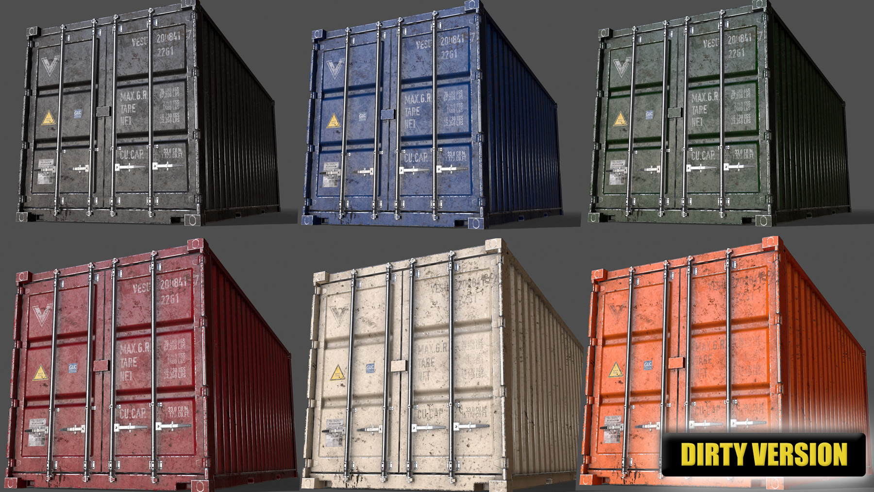 ArtStation - PBR 20 ft Shipping Cargo Container - Multi color Pack ...