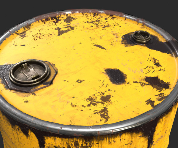 ArtStation - Old Rusty Oil Drum with oil leakage PBR Low-poly | Resources