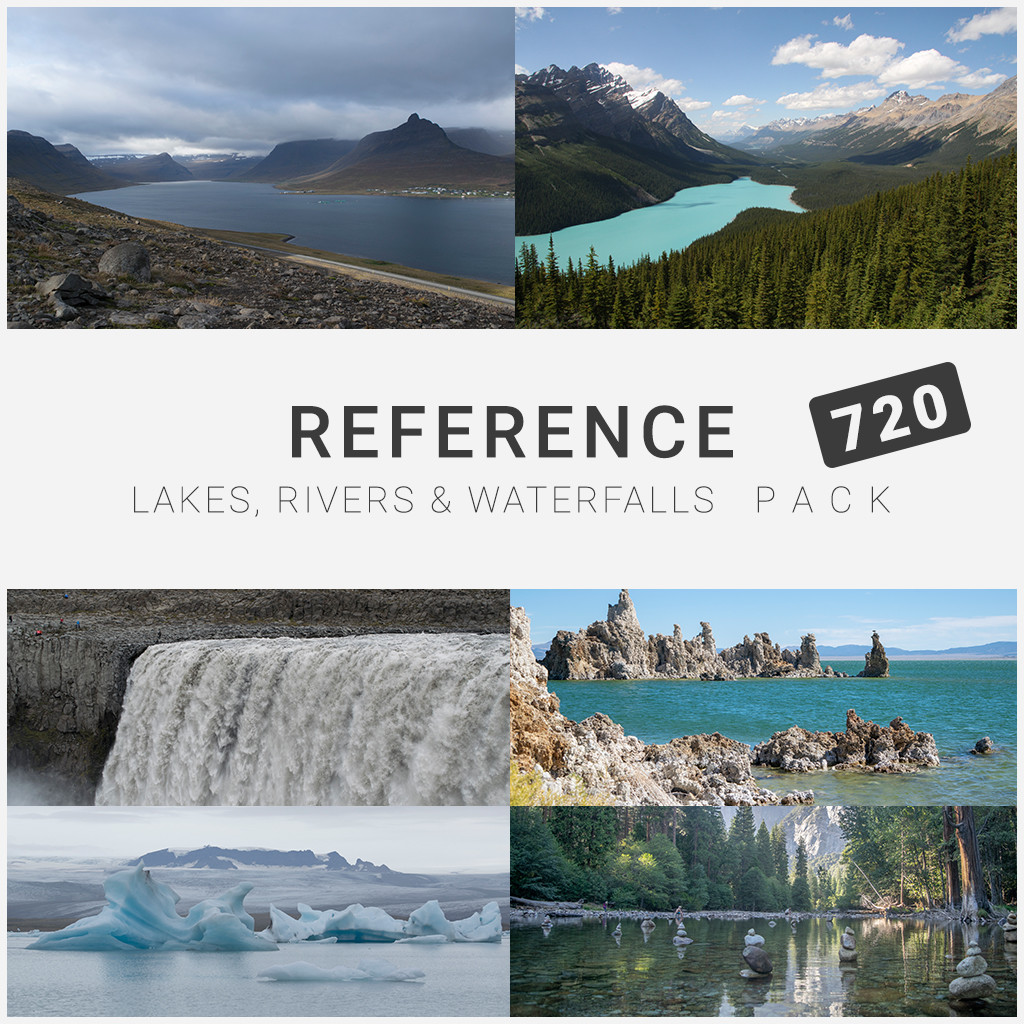 ArtStation - Reference: Lakes, Rivers and Waterfalls Pack 720 | Resources