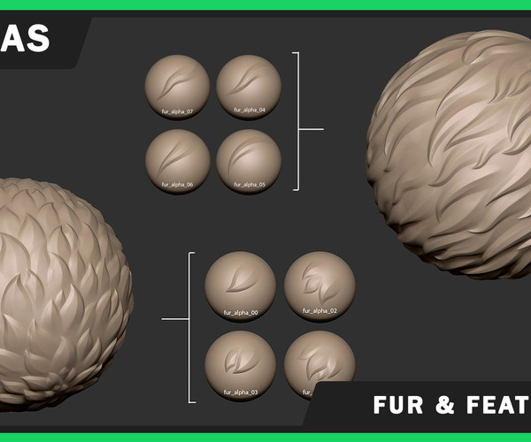 ArtStation - Stylized Fur And Feather Alphas | Brushes