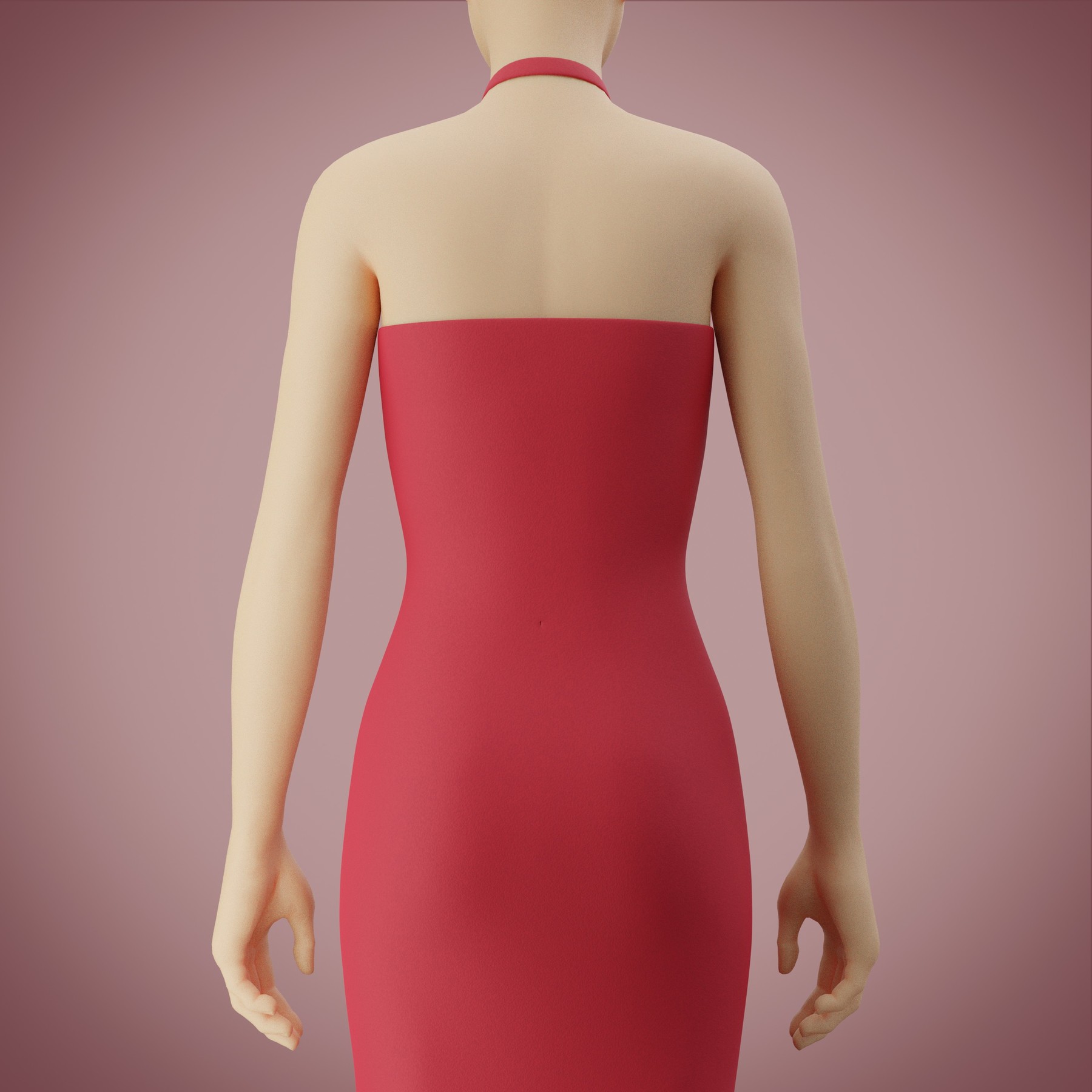 ArtStation - Halter neck gown with high slit 3D model | Resources