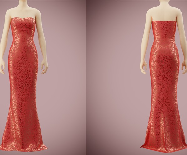 ArtStation - Elegant sequin silk dress 3d model | Resources