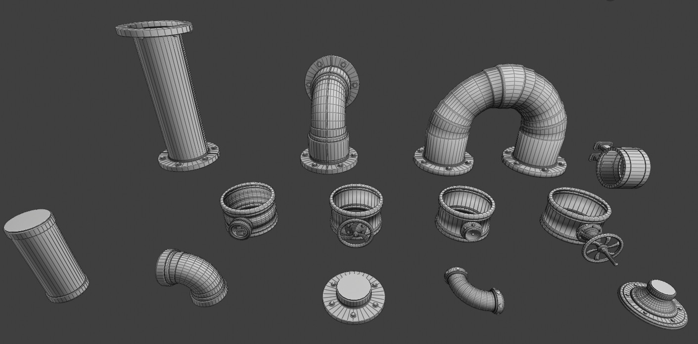 ArtStation - Steampunk Pipes 3D Kit (fbx - obj - blend) | Game Assets