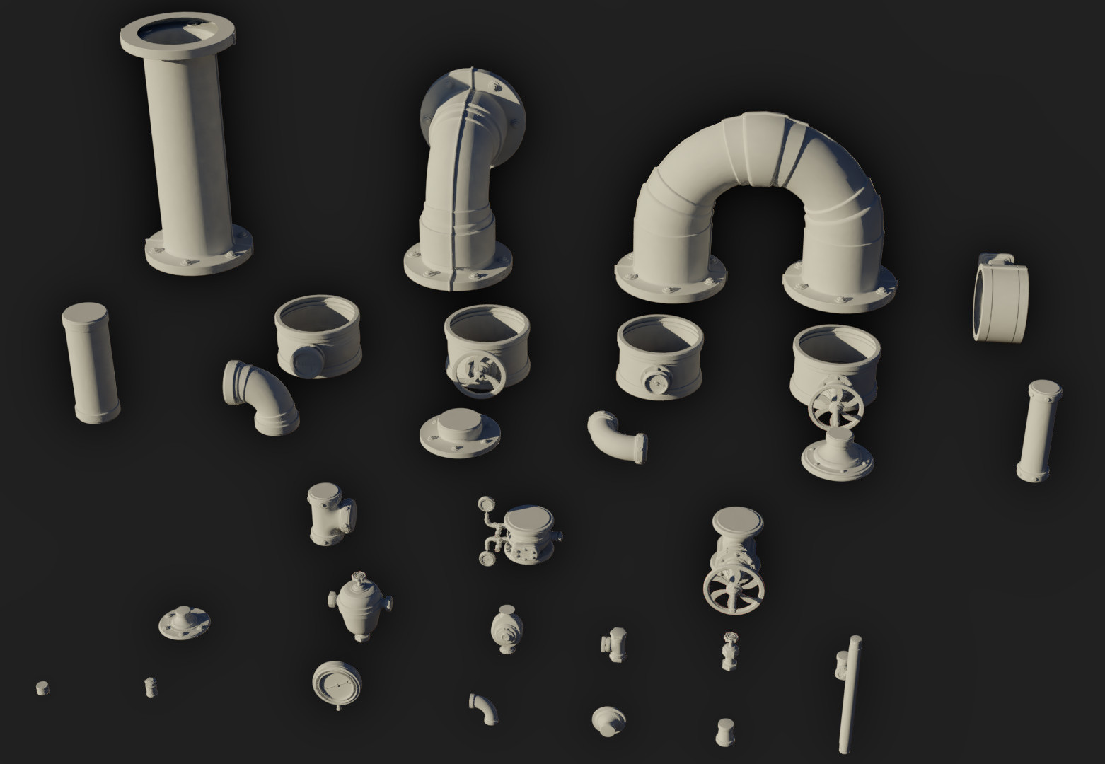 ArtStation - Steampunk Pipes 3D Kit (fbx - obj - blend) | Game Assets