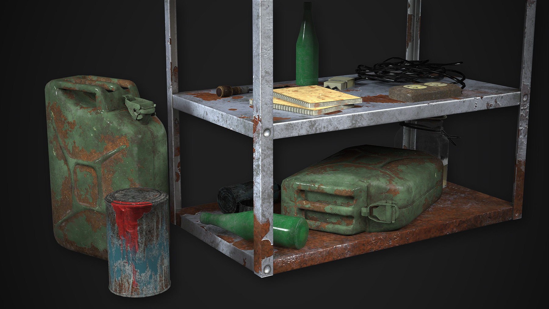 ArtStation - Metal Shelf Collection with garbage - Modular Game ready ...