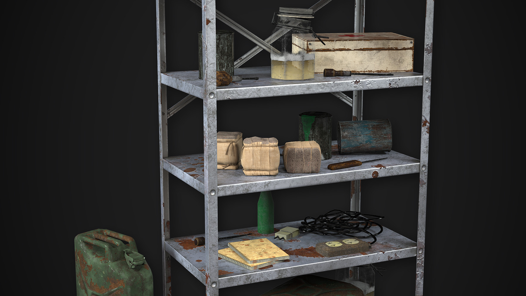 ArtStation - Metal Shelf Collection with garbage - Modular Game ready ...