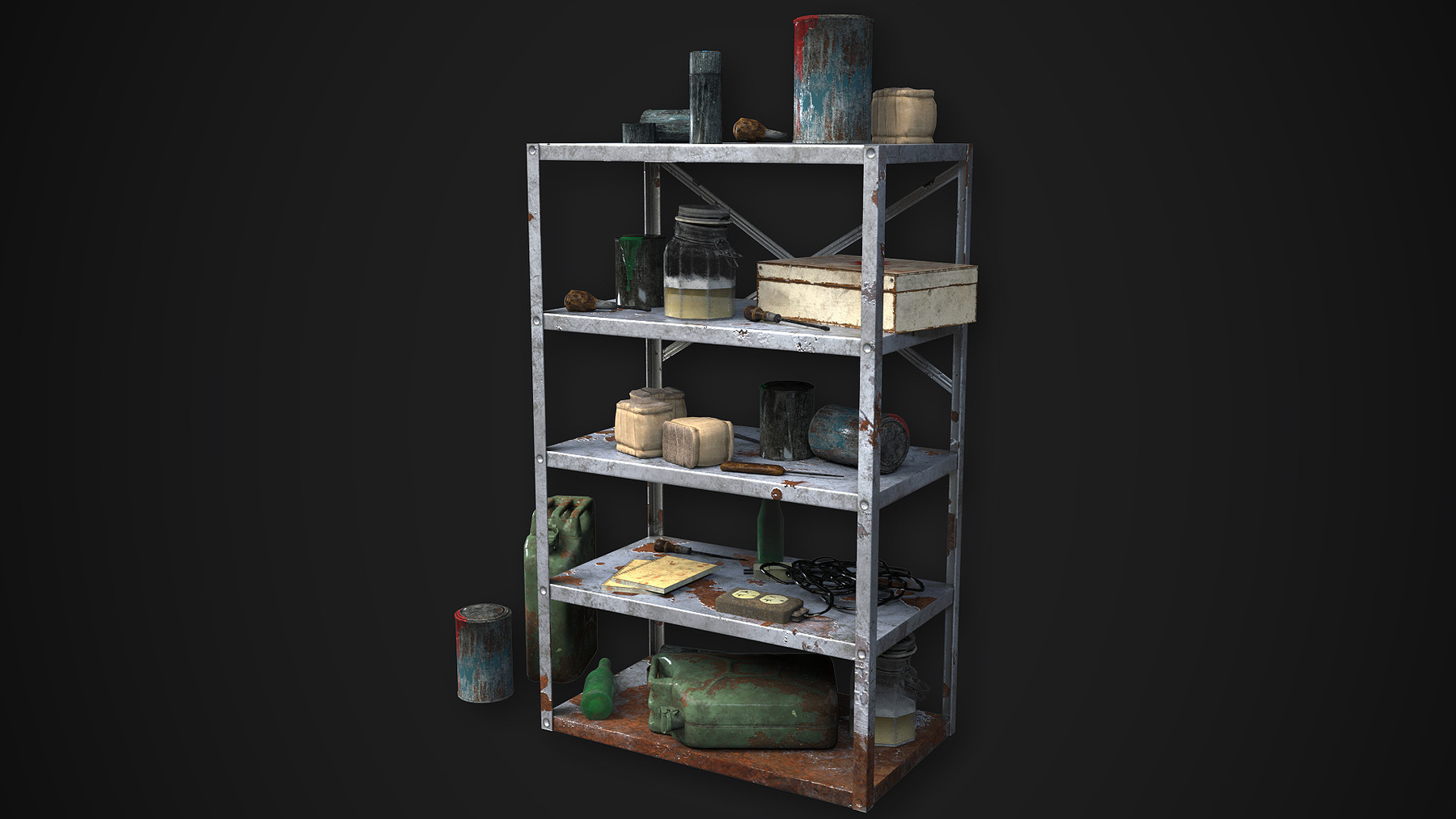 ArtStation - Metal Shelf Collection with garbage - Modular Game ready ...