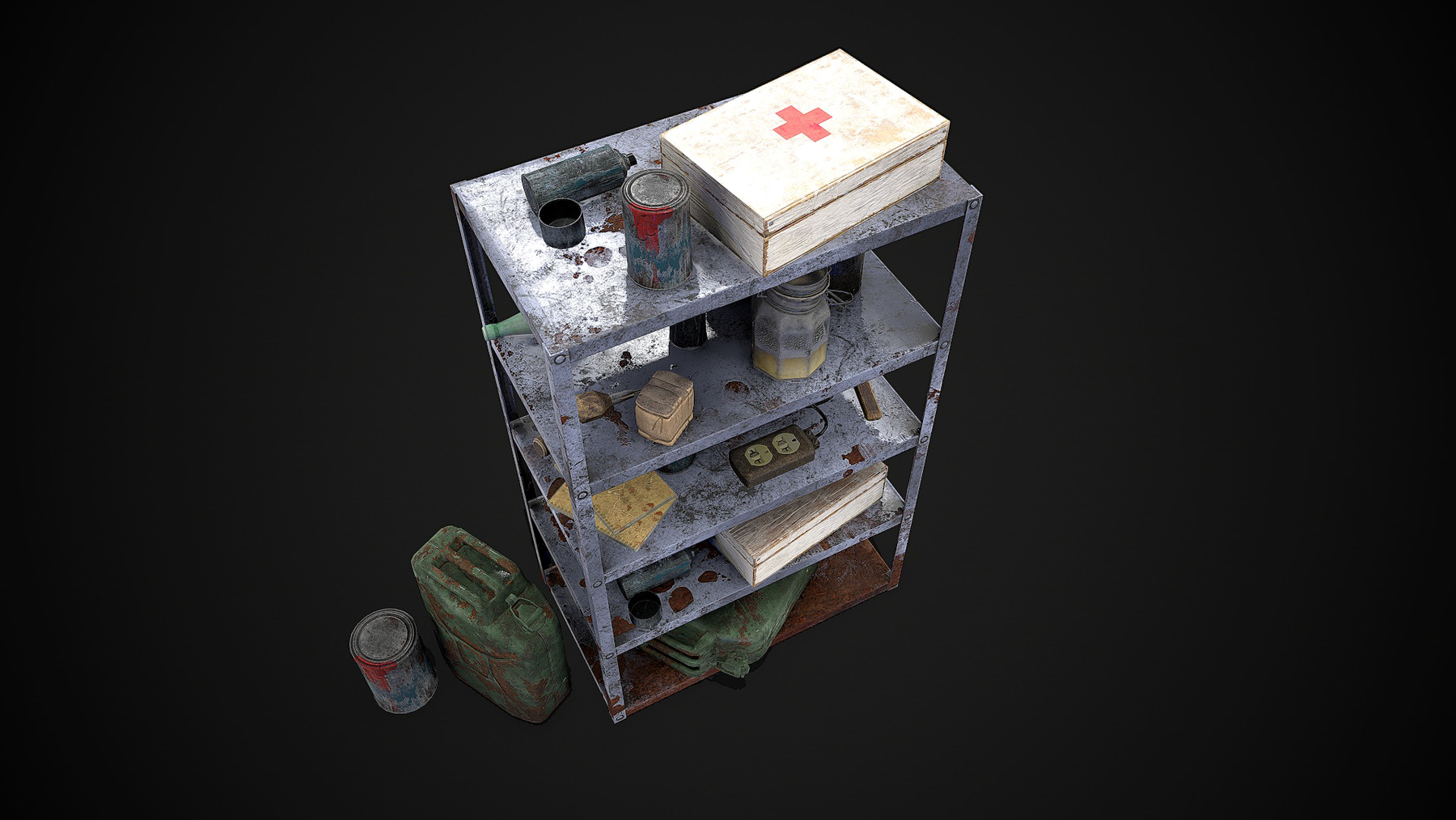 ArtStation - Metal Shelf Collection with garbage - Modular Game ready ...