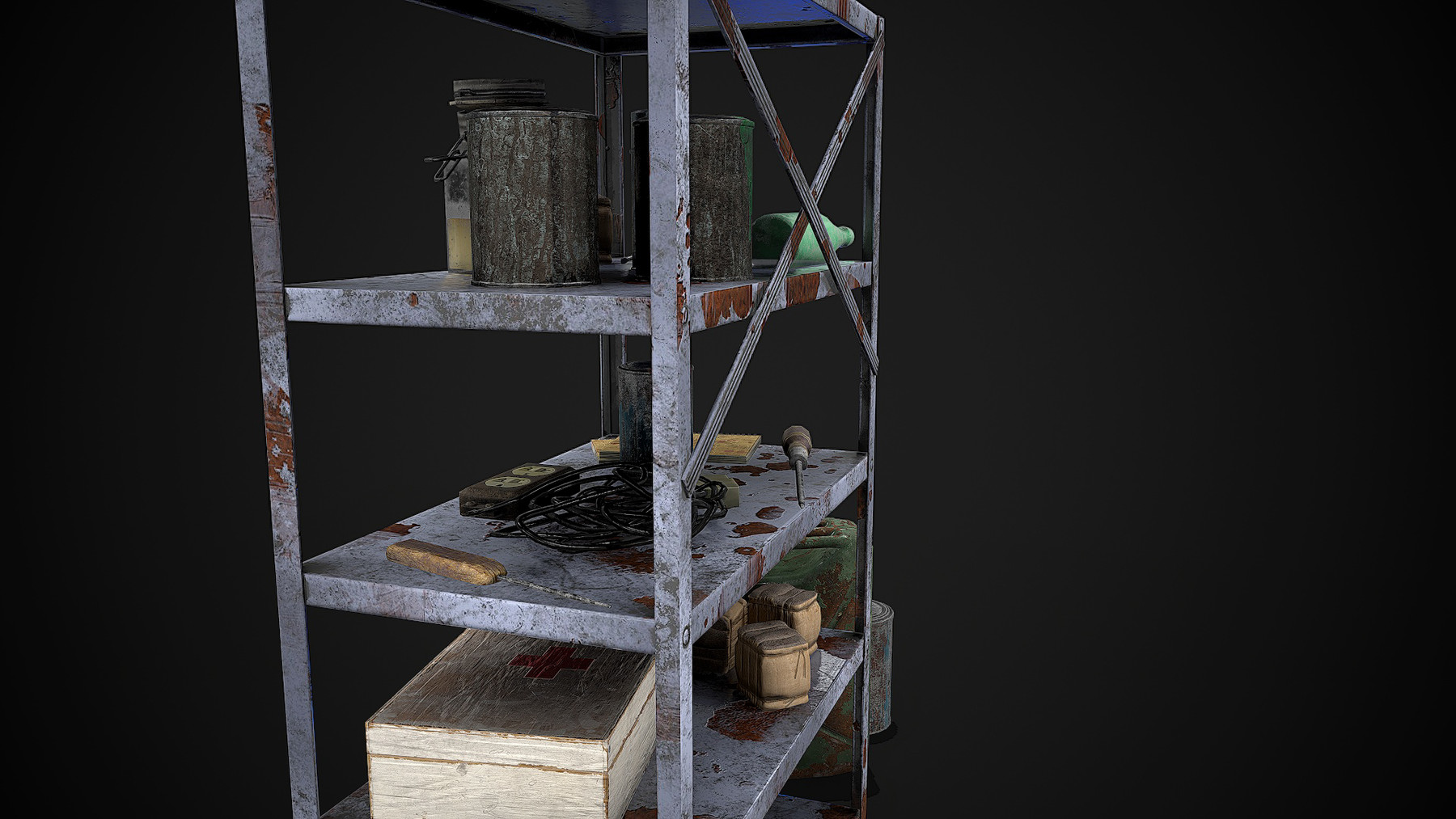 ArtStation - Metal Shelf Collection with garbage - Modular Game ready ...
