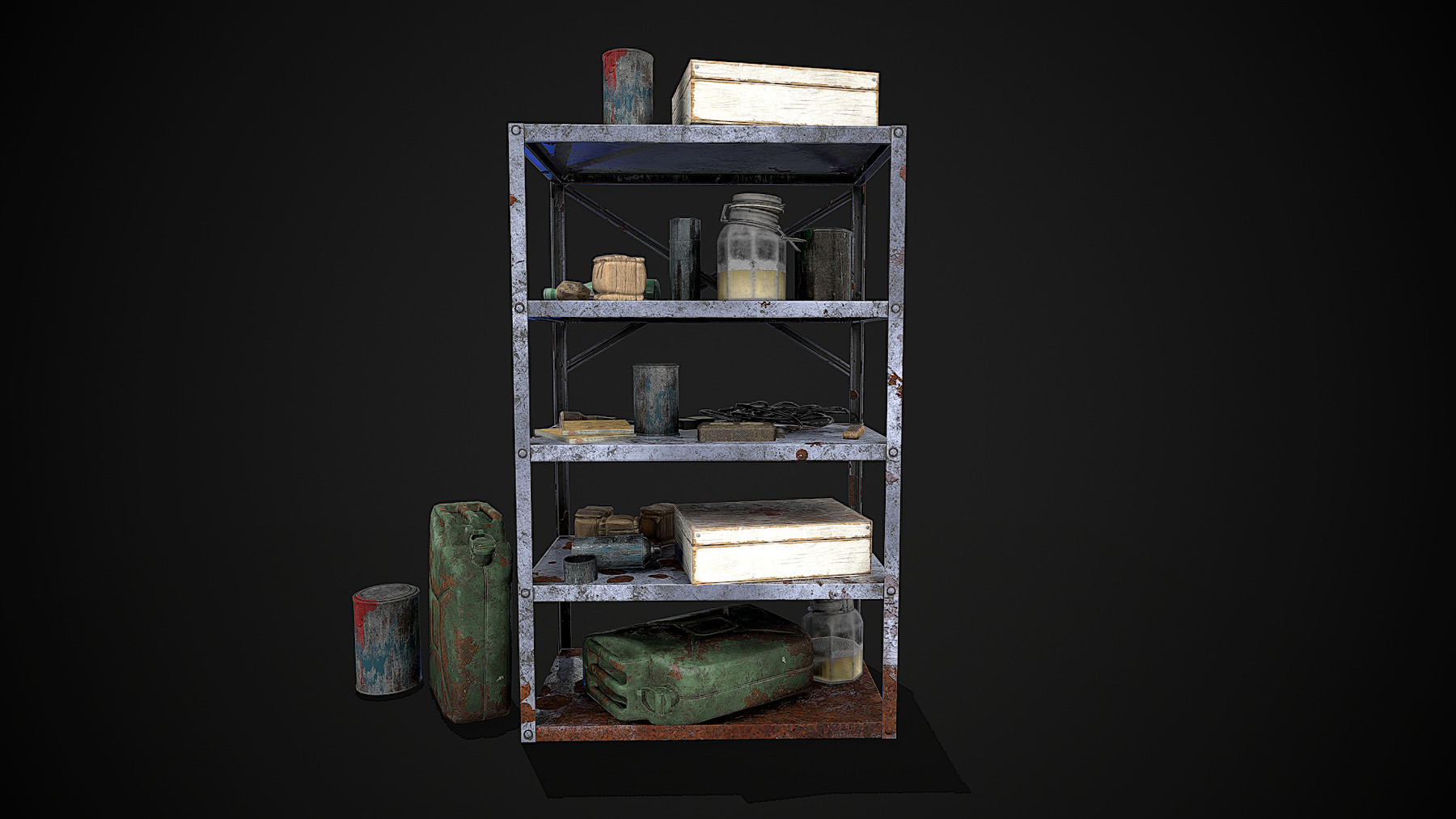 ArtStation - Metal Shelf Collection with garbage - Modular Game ready ...