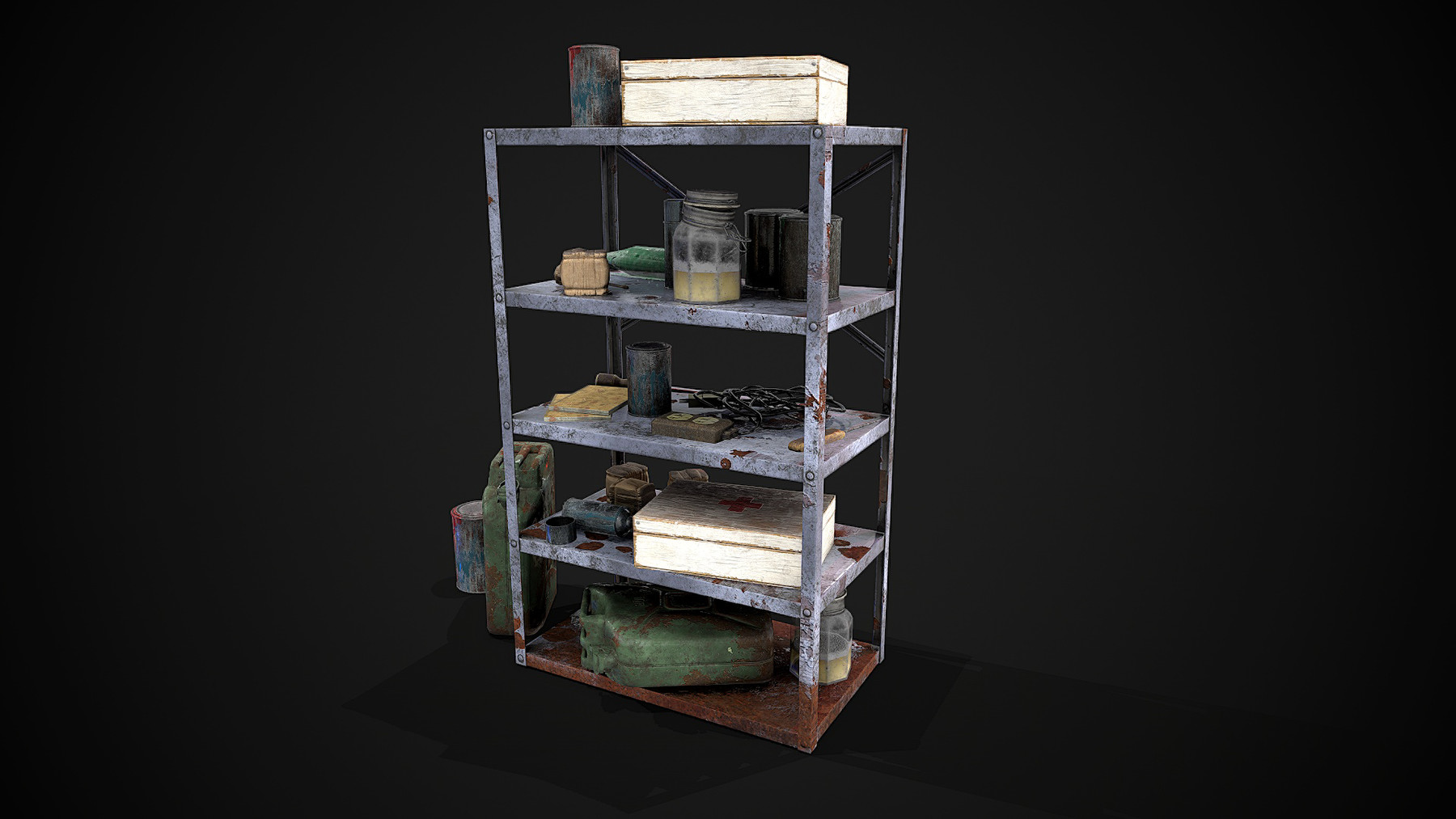 ArtStation - Metal Shelf Collection with garbage - Modular Game ready ...