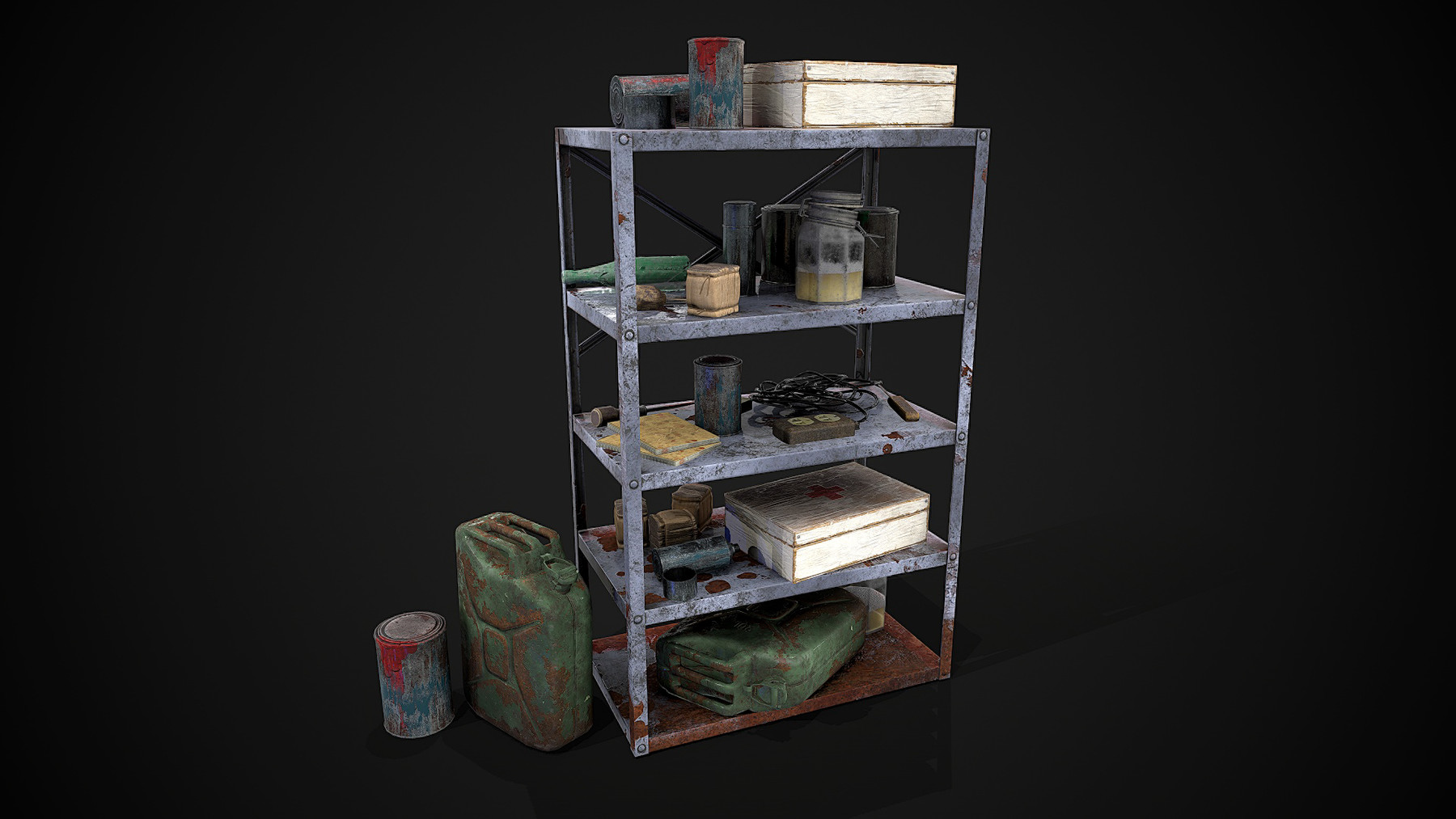 ArtStation - Metal Shelf Collection with garbage - Modular Game ready ...