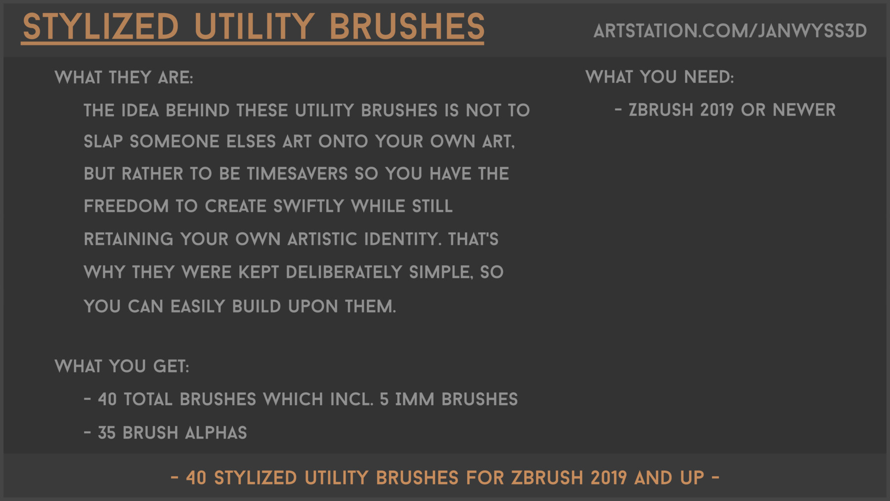 ArtStation - Stylized Utility Brushset: 40 Stylized Brushes for Zbrush ...