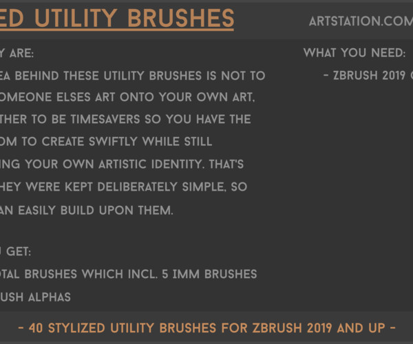 ArtStation - Stylized Utility Brushset: 40 Stylized Brushes for Zbrush ...