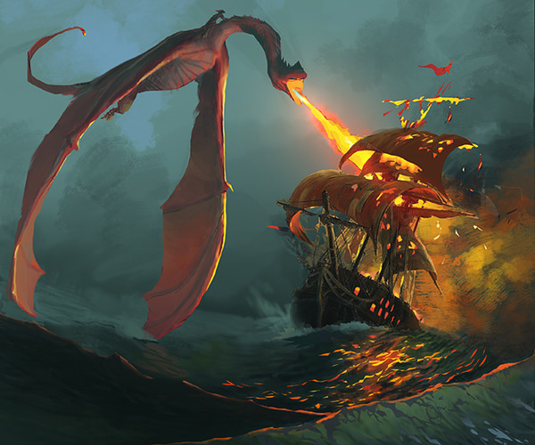 Artstation Dragon Vs Ship Full Process Video Tutorials