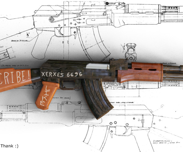 ArtStation - Free Ak-47! includes: .obj, .dae, Blend File and More ...