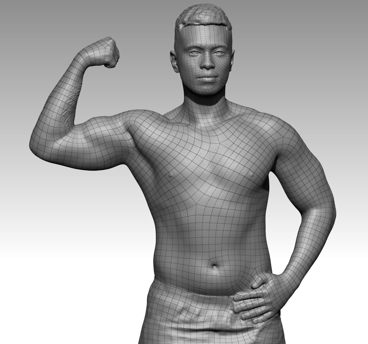 ArtStation - Athletic man demonstrating biceps 194 | Game Assets