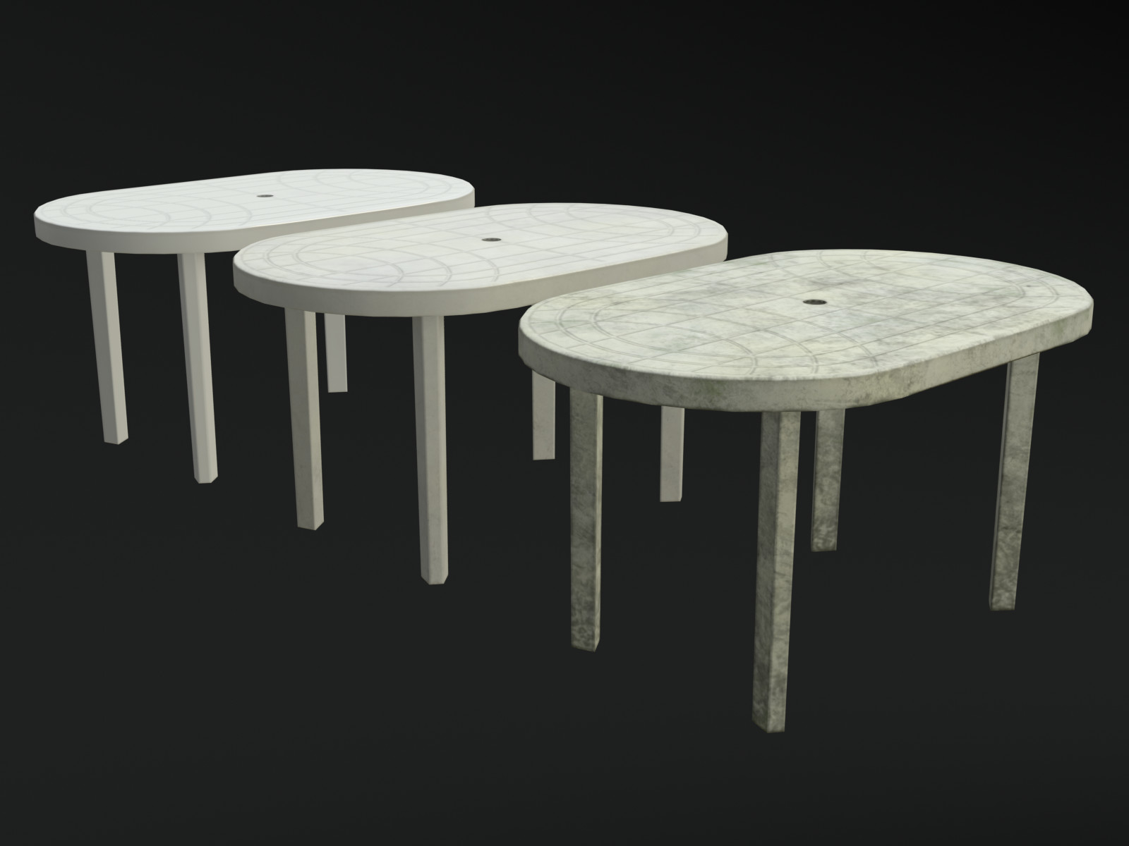 ArtStation - Garden Plastic Table White - 3 Versions | Game Assets