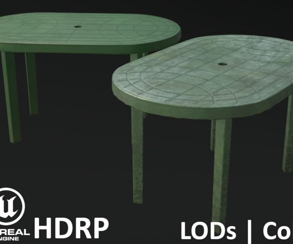 ArtStation - Garden Plastic Table Green - 3 Versions | Game Assets