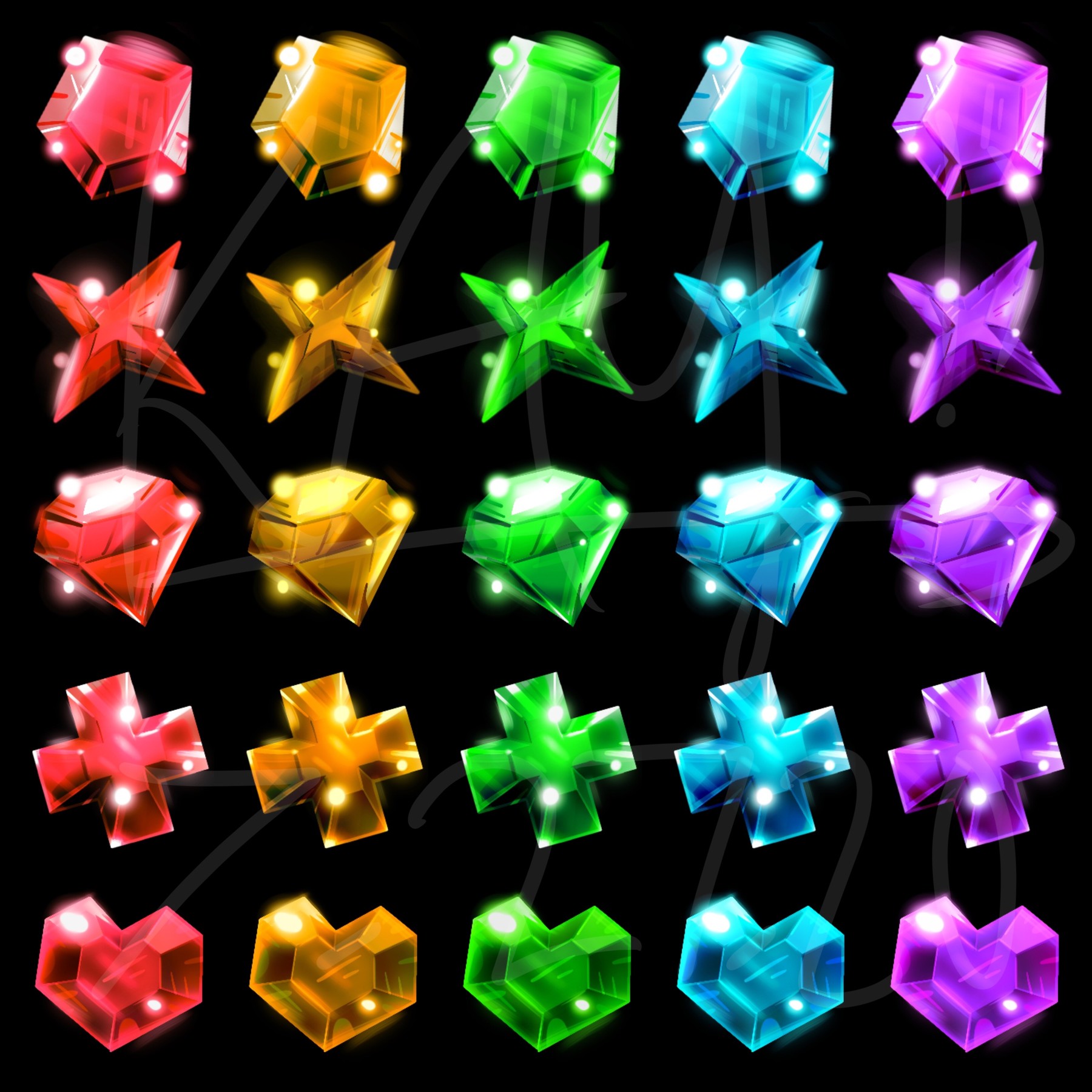 ArtStation - 50-Gem Icon Pack | Game Assets