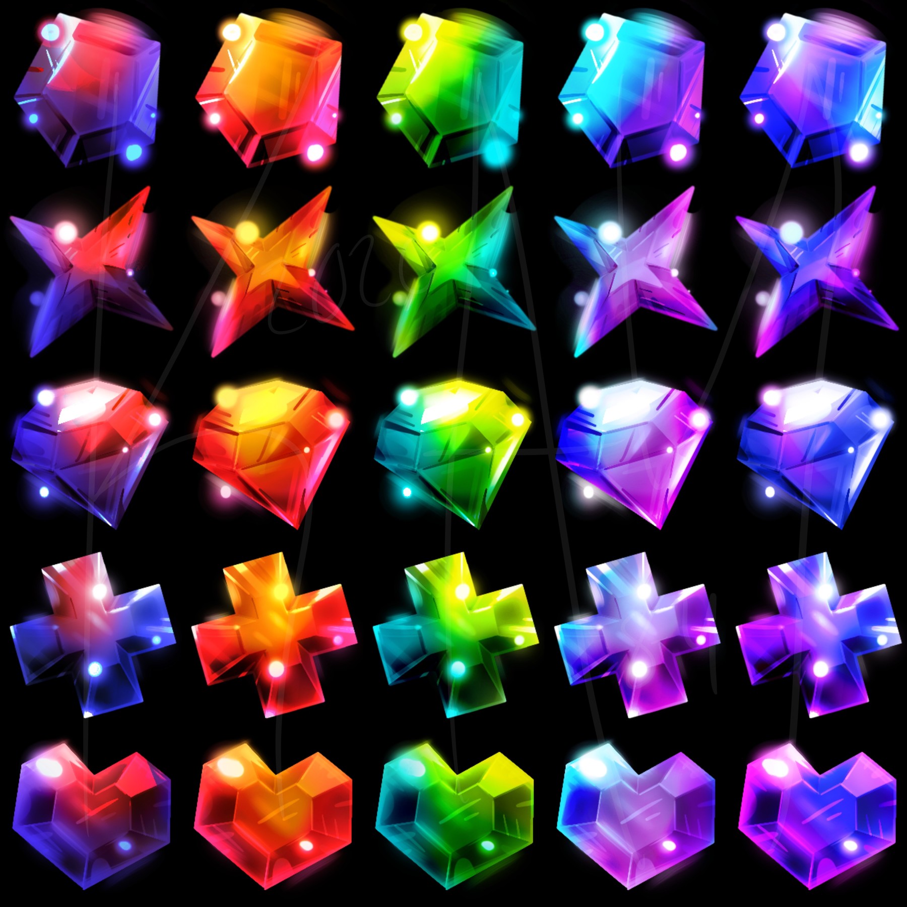 ArtStation - 50-Gradient-Gem Icon Pack | Game Assets
