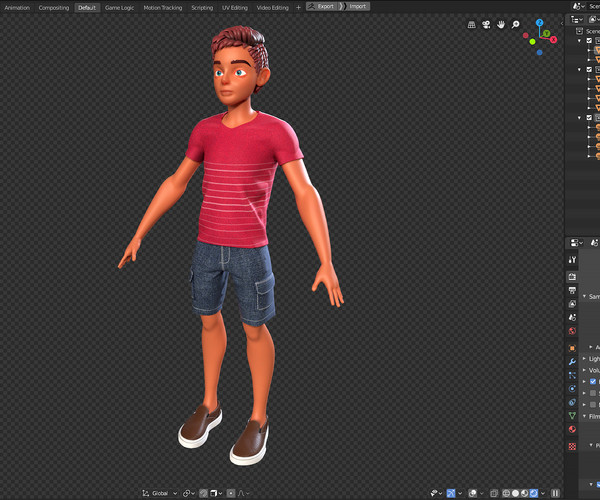 ArtStation - 3D Model - Stylized Character Boy - Trang - Blender Cycles ...