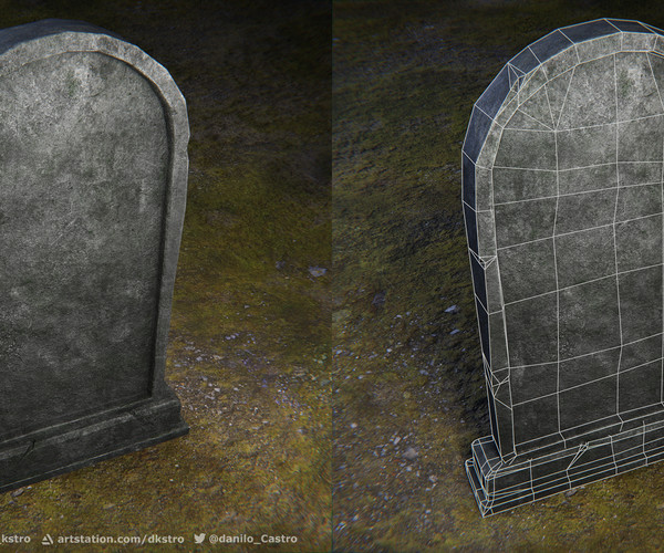 ArtStation - Tombstone | 4 Models | Low Poly | 4k Textures | Game Assets