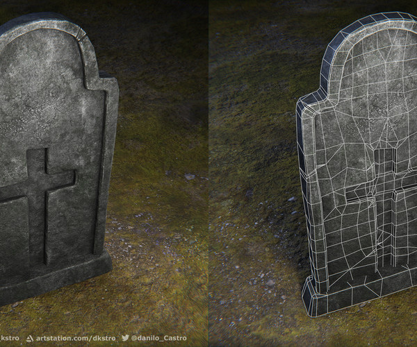 ArtStation - Tombstone | 4 Models | Low Poly | 4k Textures | Game Assets