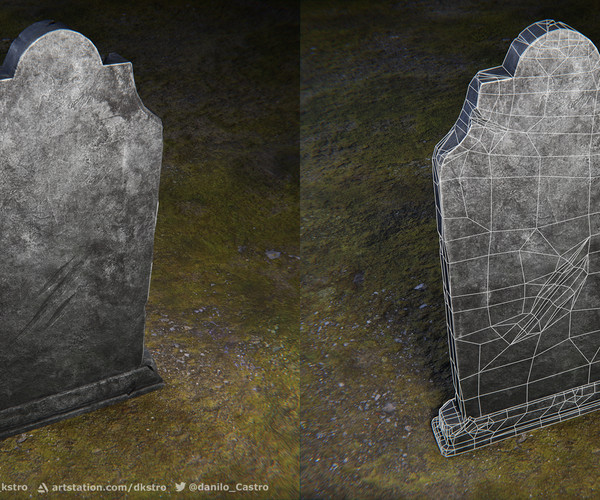 ArtStation - Tombstone | 4 Models | Low Poly | 4k Textures | Game Assets