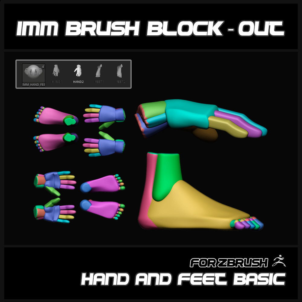 ArtStation - IMM BRUSH PACK - HANDS AND FEETS FOR ZBRUSH | Brushes