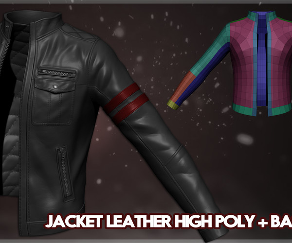 ArtStation - Jacket Leather High Poly + Base Mesh | Game Assets