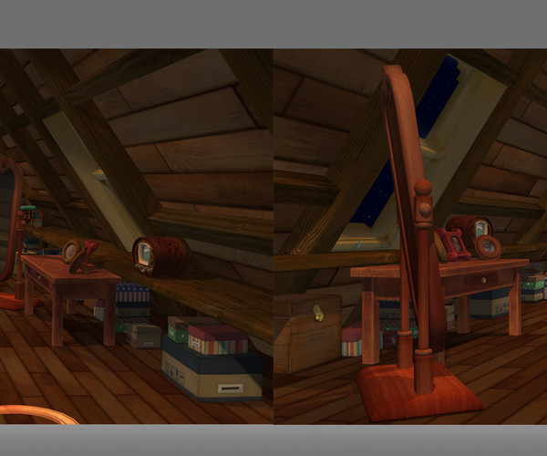 ArtStation - cartoon attic loft bedroom | Resources