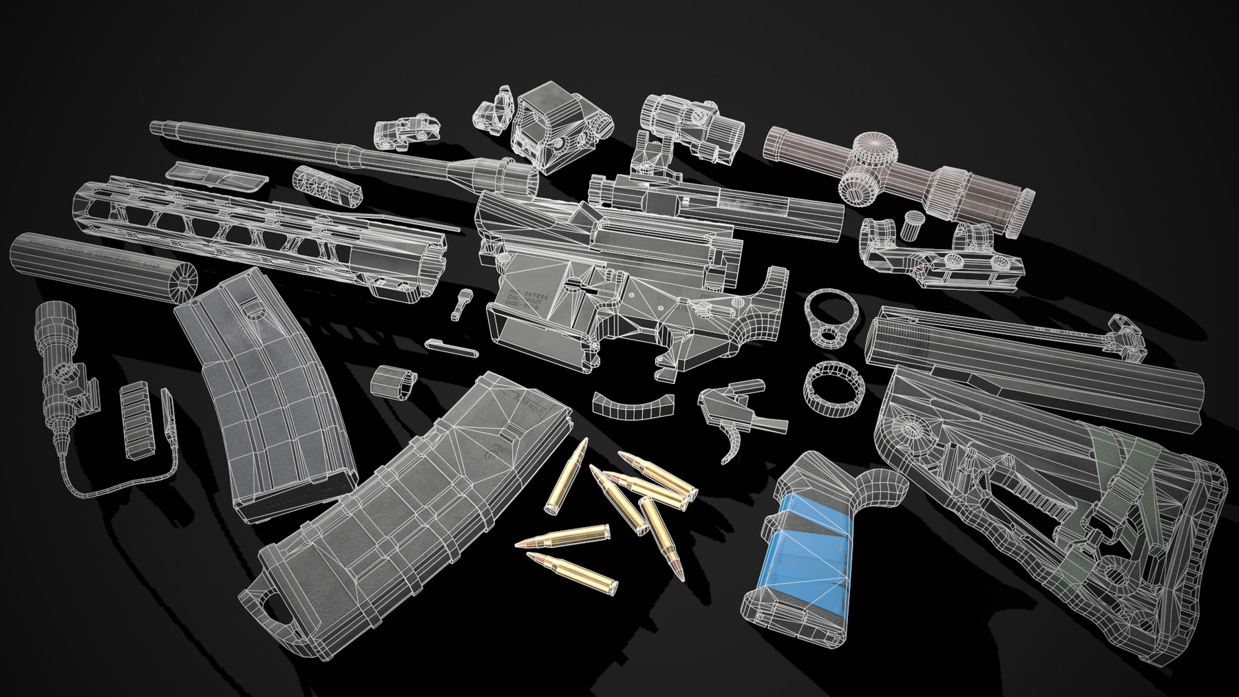 ArtStation - AR15 Rifle with Upgrades (Game Ready) | Game Assets