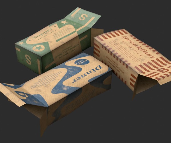 ArtStation - US K-Ration boxes End War WWII - Dirty version | Game Assets