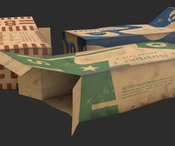 ArtStation - US K-Ration boxes End War WWII - Dirty version | Game Assets