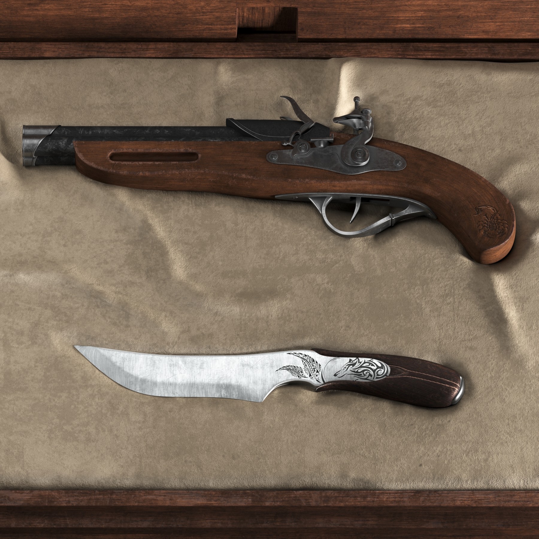 ArtStation - flintlock and knife | Game Assets