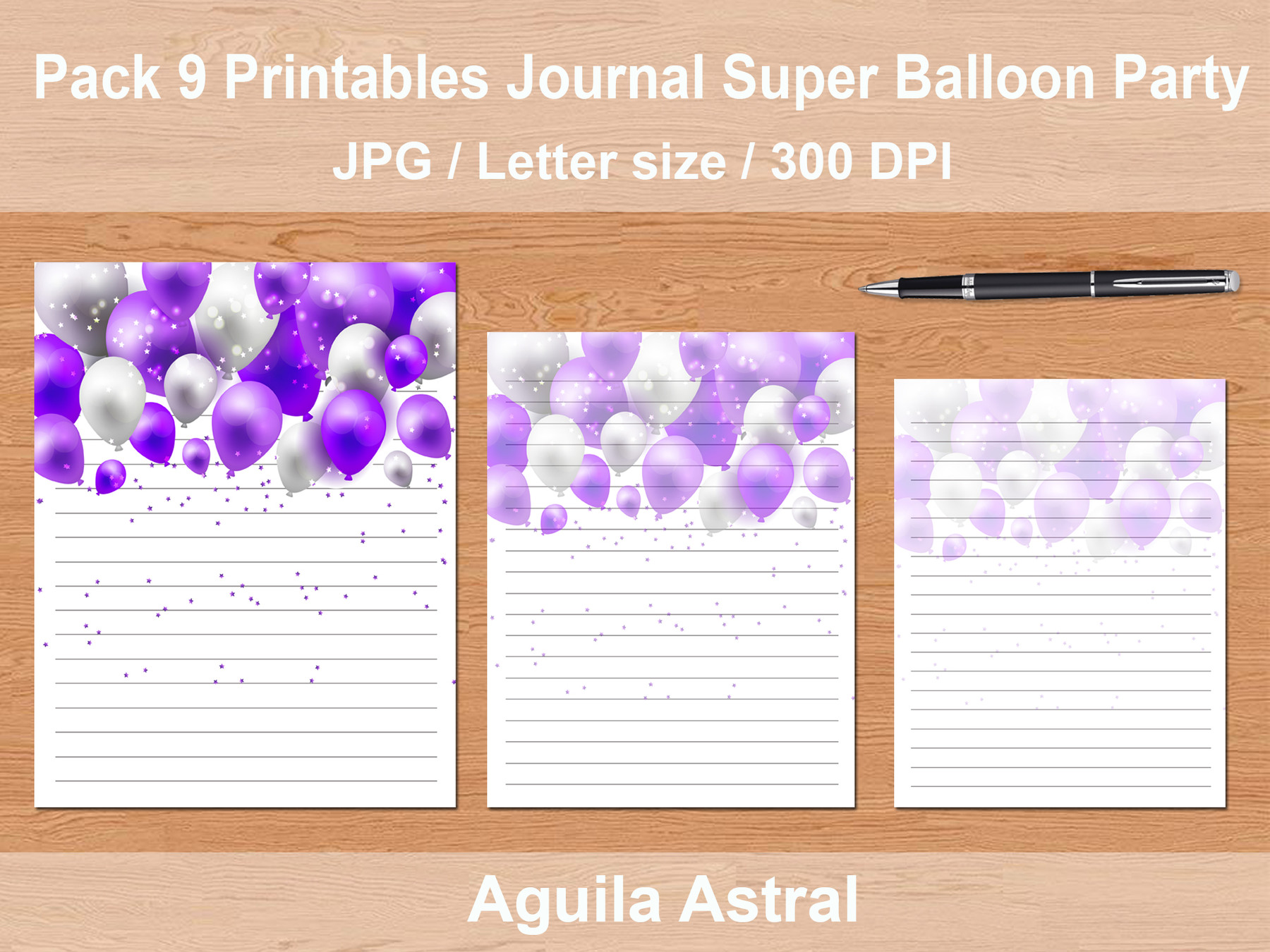 ArtStation - Printable package of 9 journal page Super Ballon Party ...