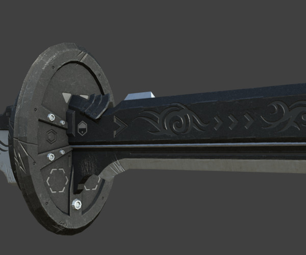 ArtStation - Samurai Sword 4 - SciFi Dark Steel Blade Low-poly 3D Model ...