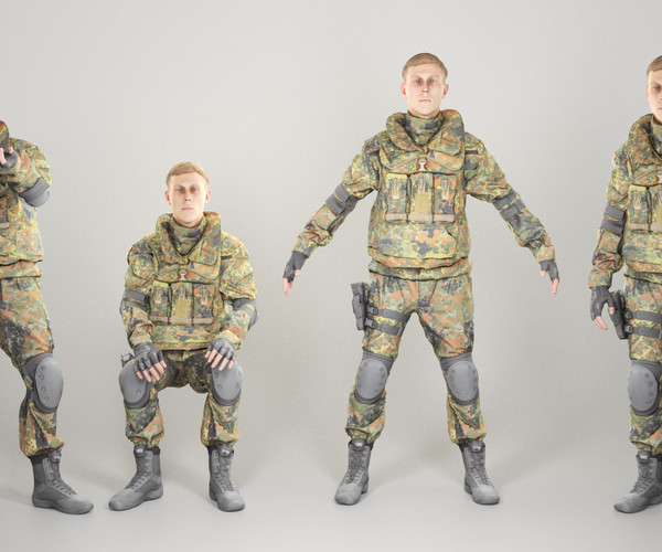ArtStation - Animated young soldier in Bundeswehr military uniform 205 ...