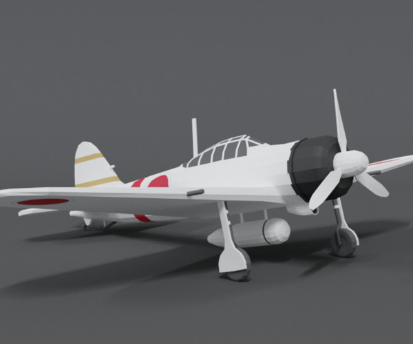 ArtStation - Low Poly Cartoon Mitsubishi A6M Zero WWII | Game Assets