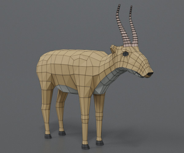 ArtStation - Low Poly Cartoon Saiga Antelope | Game Assets