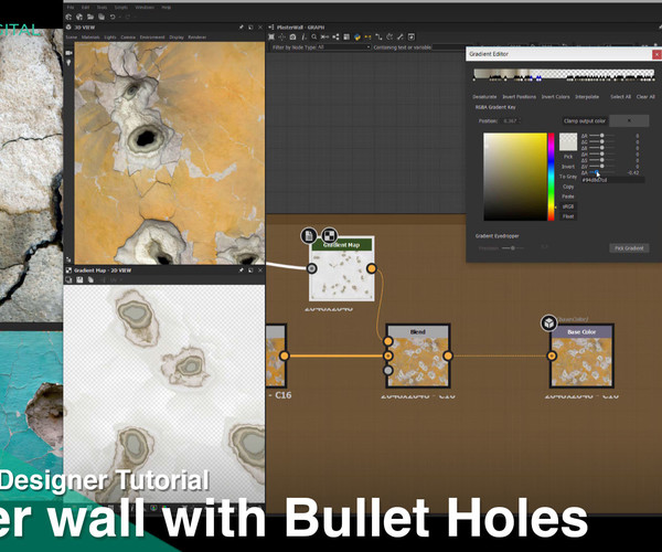 ArtStation - Plaster Wall with Parameter-driven Bullet Holes | Daniel Thiger | Tutorials