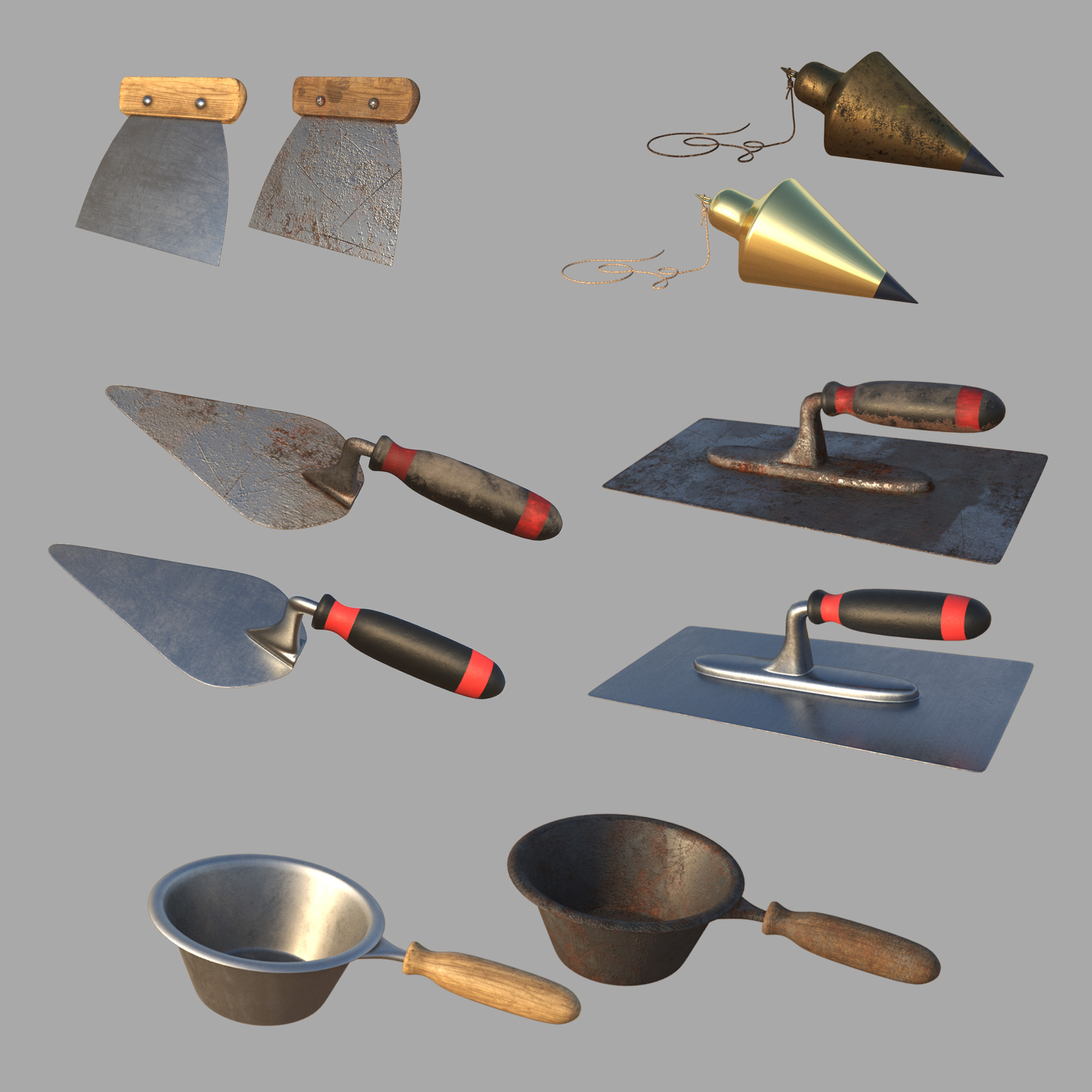 ArtStation - 16 Masonry Tools + 1 Stand | Resources