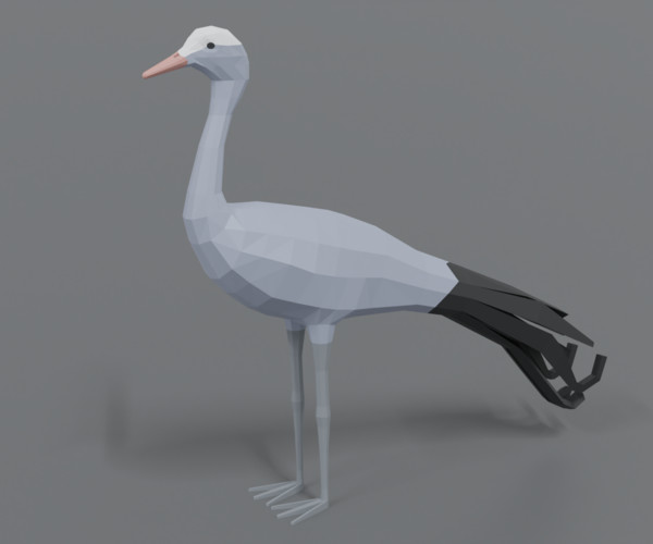 ArtStation - Low Poly Cartoon Blue Crane | Game Assets