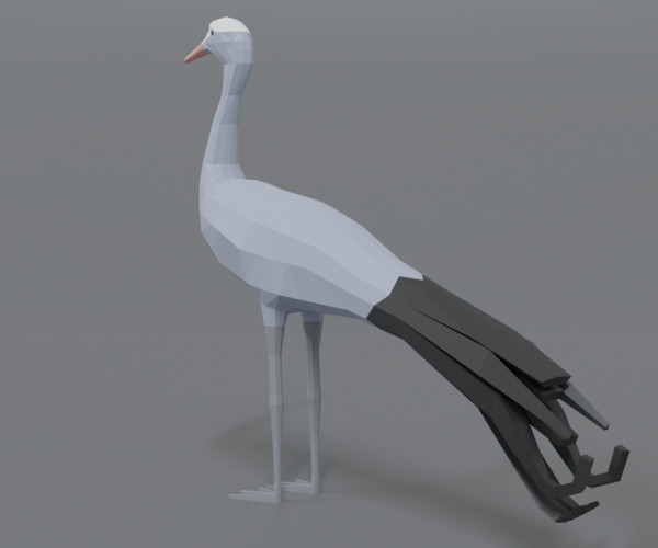 ArtStation - Low Poly Cartoon Blue Crane | Game Assets