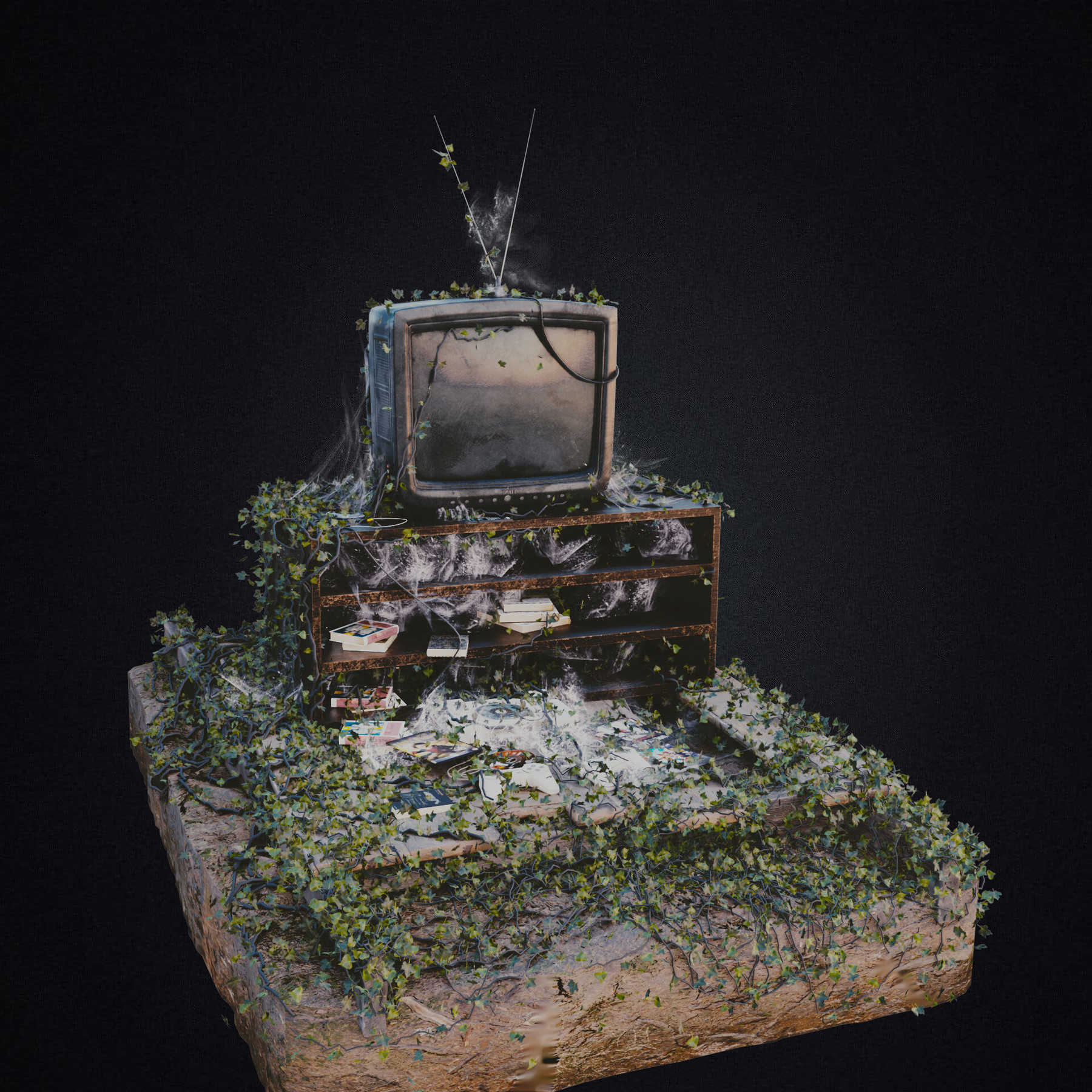 ArtStation - Old Tv (with growing ivy animation) | Resources