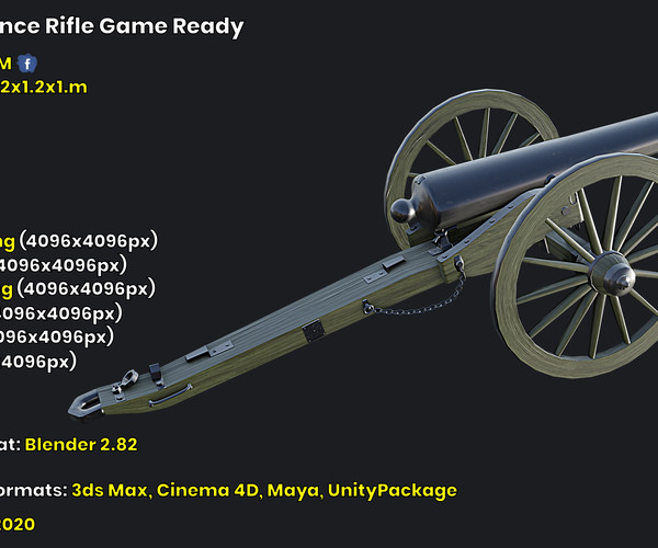 ArtStation - 3-inch ordnance rifle (cannon), model 1861 GameReady 3d ...